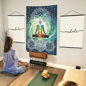 Chakra Vertical Tapestry, Seven Chakra Yoga Meditation Zen Decor Tapestry Wall Hanging for Bedroom, Hippie Lotus Spiritual Tapestries Poster Beach Blanket College Dorm Home (40W X 60H)