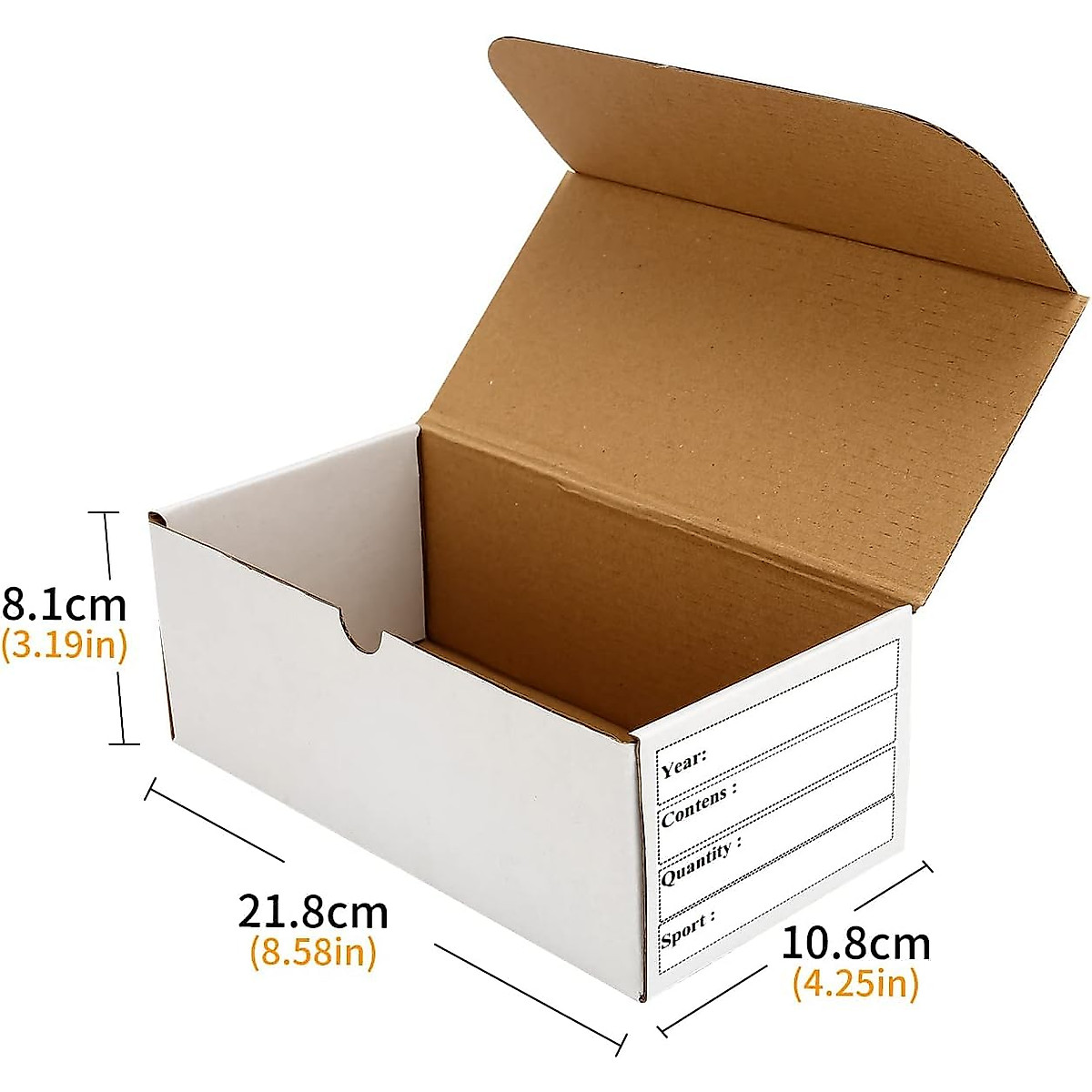 BIU-BOOM Card storage box with the Trading Cases, Toploader full lid-Corrugated case, fits Baseball Cards, Football, Basketball, Sticker Labels+8pcs Dividers (10 PACK, Small), WHITE