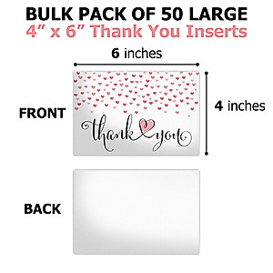 Pro Supply Global (50) Count of 4x6 Fading Hearts Thank You Insert Cards