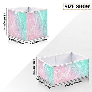 Kigai Cube Storage Bin Water Ripple Pink & Aqua Foldable Storage Basket Toy Storage Box for Home Organizing Shelf Closet Bins, 11 x 11 x 11-Inch