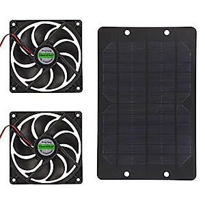 Solar Panel Fans Kit, 10W 12V Solar Panel Powered Dual Fan, Portable Gable Fan, Waterproof Outdoor Solar Exhaust Ventilation Fan for Greenhouse, Chicken Coops, Shed, Dog House, Window Exhaust, RV