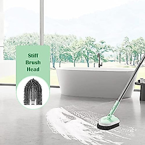 DALIPER Shower Scrubber with Long Handle for Cleaning, 2 in 1 Tub and Tile Scrubber, Interchangeable Scrub Brush Attachment for Cleaning Bathroom Bathtub Floor Wall