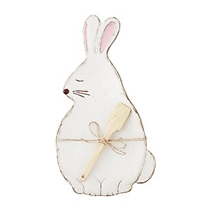 Mud Pie Bunny Shaped Cookie Plate Set, Cream, 13" x 7.2"