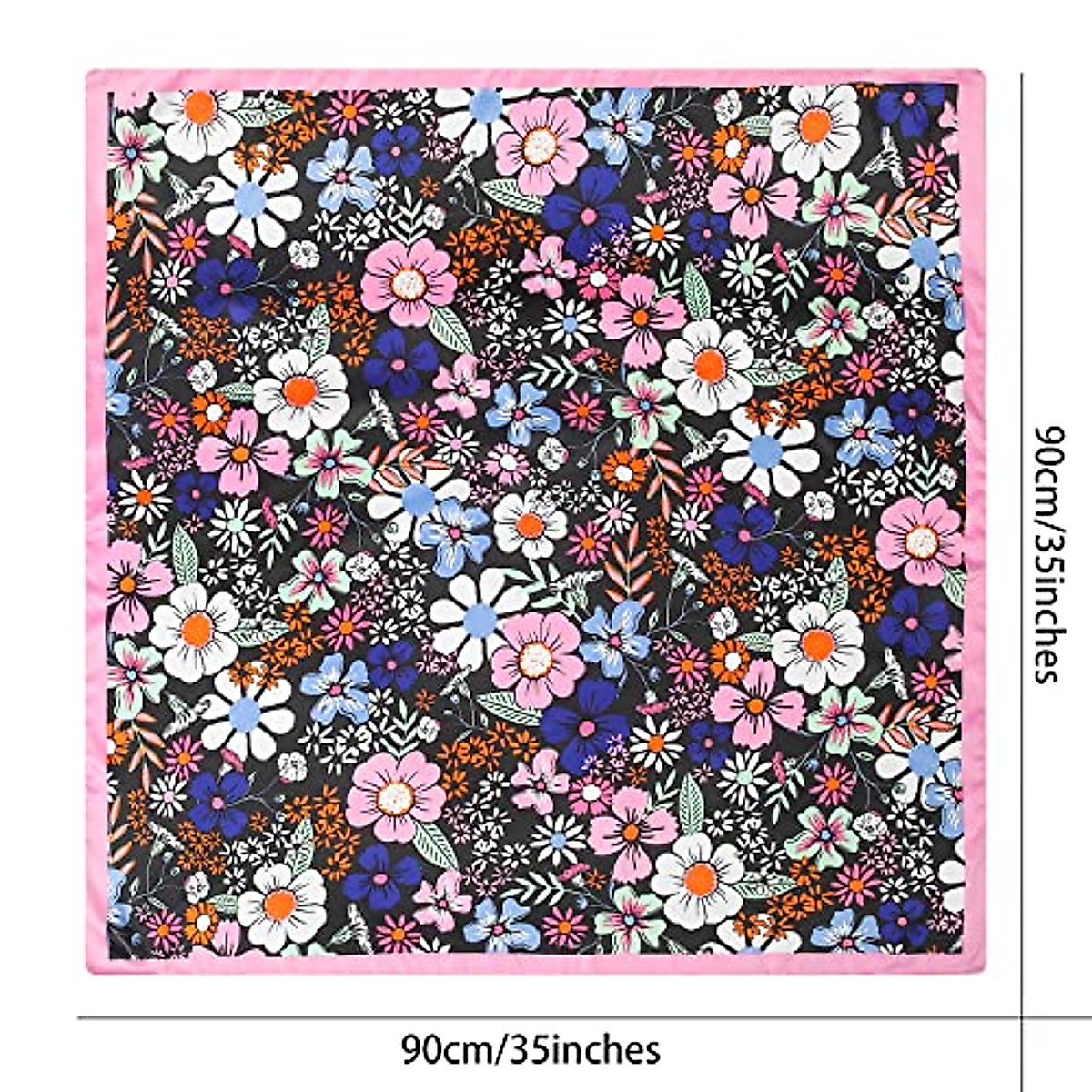 Molans 35” Satin Large Square Hair Scarves, 4pcs Silk Head Scarf Bandanas for Women,Silk Head Wraps for Sleeping(Plant flower)
