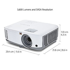 ViewSonic 3800 Lumens SVGA High Brightness Projector for Home and Office with HDMI Vertical Keystone (PA503S) White/gray