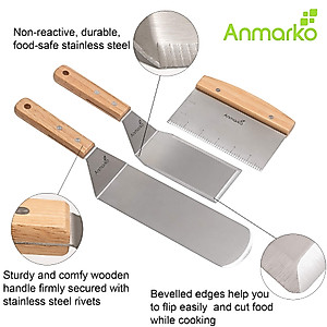 Professional Metal Spatula Set - Stainless Steel Spatula and Griddle Scraper - Heavy Spatula Griddle Accessories Great for Cast Iron Griddle BBQ Flat Top Grill - Commercial Grade