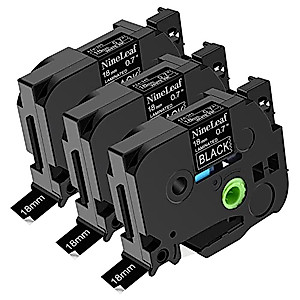NineLeaf 3 Pack Compatible for Brother TZe-345 TZe345 TZ-345 TZ345 Label Tape 18mm 3/4'' 0.7'' White on Black Standard Laminated Labeling Work with P-Touch PT-H300 PT-D400VP PT-E500 PT-300 Label Maker