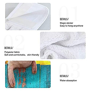 Funny Pig Sunflower Hanging Kitchen Towels Autumn Blue Board Hand Towel 2PCS Dish Cloth Tie Towel Absorbent Oven Stove Washcloth with Loop for Bathroom Home Decorative