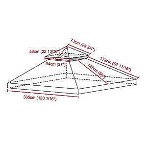 Yescom 10'x10' Gazebo Top Replacement for 2 Tier Outdoor Canopy Cover Patio Garden Yard Coffee Liqueur Y00210T10