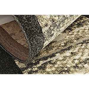 Unique Loom Outdoor Border Collection Area Rug - Milwaukee (2' x 6' 1" Runner, Beige/ Black)