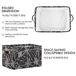 Halloween Spiders Web Storage Basket Bins Decorative Toy Organizer Bins Laundry Hamper Baskets with Handles for Bedroom Office Clothes Pet Nursery Living Room,1 pcs