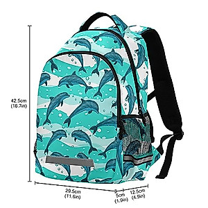 JHKKU Backpack Dolphins Stripes School Bags Teen Personalized Bookbag, Casual Shoulders Bag Lightweight Travel Laptop Backpacks for Boys Girls