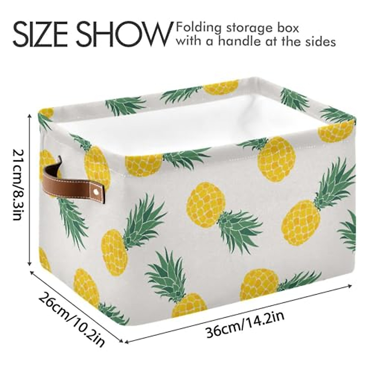 Pineapple Storage Basket Bins Sturdy Toy Storage Organizer Bins Laundry Basket with Handles for Bedroom Office Clothes Pet Nursery Living Room,2 pcs
