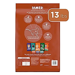 IAMS PROACTIVE HEALTH High Protein Adult Dry Cat Food with Chicken & Salmon Cat Kibble, 13 lb. Bag