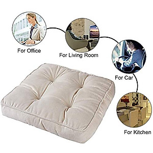 Big Hippo Chair Pads Square Chair Cushion with Ties Soft Thicken Seat Pads Cushion Pillow for Office,Home or Car Sitting 17" x 17"(Beige)