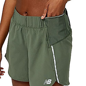 New Balance Women's Impact Run 5 Inch Short 22, Deep Olive Green, Medium