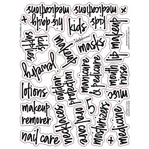 Talented Kitchen 6-Pack Makeup Organizer Premium Quality Acrylic Plastic Containers. Bathroom Beauty Storage Set: 5 Canisters & 107 Printed Labels Organization