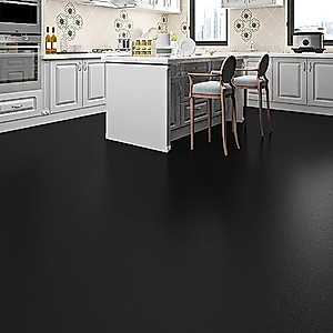 Livelynine Black Peel and Stick Floor Tile 24X12" 4-Pack Bathroom Floor Tiles Peel and Stick Waterproof Vinyl Flooring Laminate Sheet Self Adhesive Floor Tiles for Kitchen Floor & Backsplash Wall