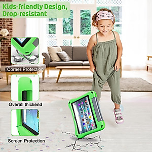 All-New 2022 8inch Tablet Case for Kids, Auorld Light Weight Anti Slip Shockproof Kids Friendly Case Cover with Bracket for 8 inch Tablet -Green