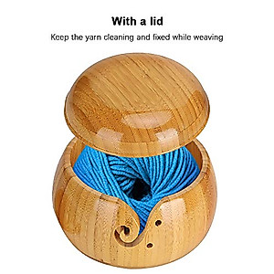 Wooden Yarn Bowl Yarn Storage Bowl with Removable Lid Home Needlework Yarn Holder for Knitting and Crochet Accessories Kit