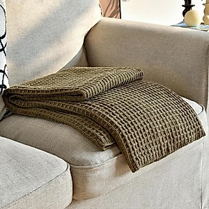 Xuyier Chunky Cable Knit Throw Blanket, Waffle Knitted Blankets for Couch Bed, White Warm Cozy Knit Woven Farmhouse Blanket Lightweight Travel Blankets for Sofa Living Room, 50"X60"