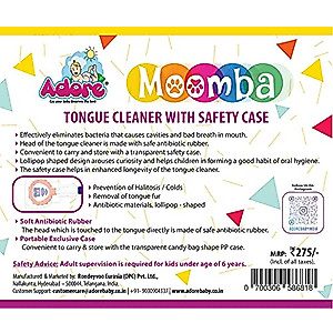 Adore Moomba Tongue cleaner with Safty case Best for child oral care, Multicolour (Pack of 5)