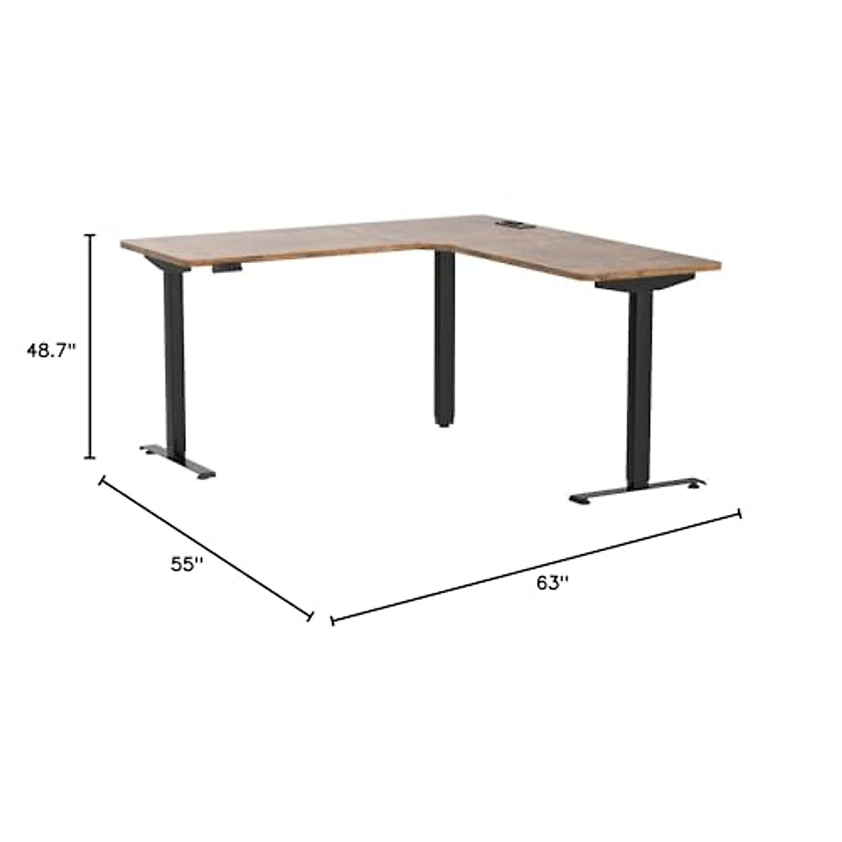 Marsail Corner Stand Up Desk Adjustable Height with 4-in 1 Electical Outlet, L Shaped Electric Standing Desk with Headphone Hook, Stand up Desk for Home Office Sturdy Writing Workstation Rustic