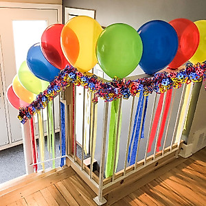 Bupelo Dog Paw Tinsel Garland, 26.24 FT Gold Red and Blue Dog Paw Metallic Tinsel Twist Garland Shiny Hanging Decoration for Birthday Wedding Christmas Pride Month Parade Floats Home Indoor Outdoor