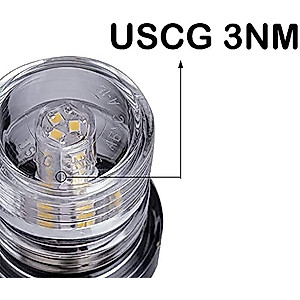 Young Marine 9 inch 3 Nautical Mile White LED Fold Down Boat Stern Light Boat Anchor Light for Pontoon and Fishing Boat Navigation Anchor Lights All Round 360° White LED 12-24V