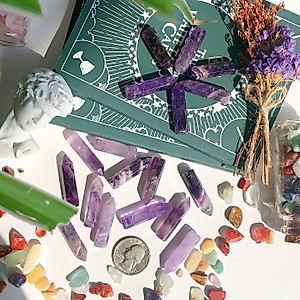 10PCS Amethyst Natural Healing Crystals Stones Sets Polished Tumbled Pocket Gemstones Bulk Hexagonal Points Reiki Energy Balancing Chakra Meditation Therapy Gift