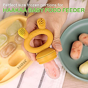 Haakaa Baby Fruit Food Feeder & Silicone Nibble Tray Combo - Breastmilk Popsicle Mold for Teething, Silicone Pacifier Feeder and Teether for Baby Teething & Infant Self Feeding