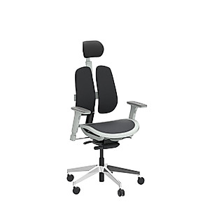 Duorest [Dual-backrests Alpha - Ergonomic Office Chair, Home Office Desk Chairs, Executive Office Chair, Best Office Chair for Lower Back Pain, Mesh Office Chair, Office Desk Chair (White)