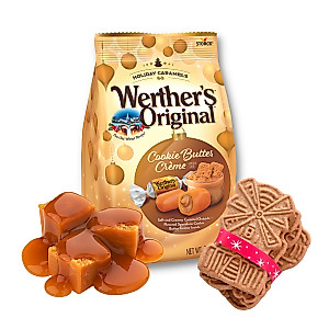 UNHAS ASIAN SNACK BOX Werthers Original Winter Limited Edition Cookie Butter Creme (7.4oz/Pack of 2) Total of 14.8oz - Werthers original caramel hard candy German Classic candy (Cookie Butter Cream)