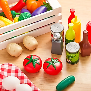 Play Food Set 135 Pieces Play Kitchen Set for Market Educational Pretend Play, Food Playset, Kids Toddlers Toys, Kitchen Accessories Fake Food, Party Favor Christmas Stocking Stuffers