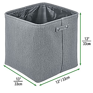 mDesign Soft Cotton Fabric Bathroom Storage Bin with Handles - Organizer for Towels, Toilet Paper Rolls - for Closets, Cabinets, Shelves - Textured Weave, 2 Pack - Charcoal Gray