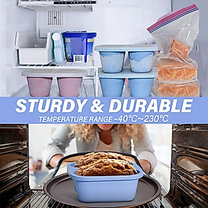 Mossime Silicone Soup Freezer Molds: 1 Cup Silicone Freezer Trays with Lid - 4 Packs Easy Release Soup Freezer Containers - 250ml 125ml Portion Large Cubes for Ice Soup (4, Blue/Purple)