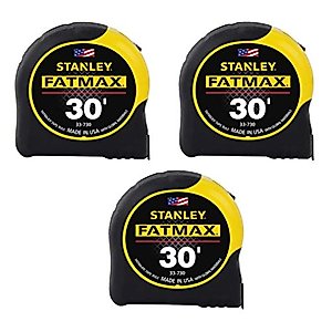 Stanley Tools 33-730 30-Foot-by-1-1/4-Inch FatMax Measuring Tape (3, 30-Feet)