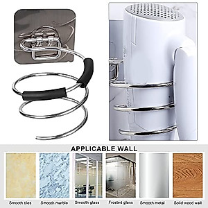 Hair Dryer Holder Wall Mounteed,Self-Adhesive Stainless Steel Blow Dryer Rack, Compatible with Most Hair Dryers,Storage Organizer Rack for Bathroom