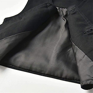 SANGTREE Baby Boy's Tuxedo Clothes, 3 Pieces Fall Winter Outfit, Long Sleeves Button Down Dress Shirt with Bow Tie + Vest + Pants Set Gentlemen Clothing, A - Black, 9-12 Months = Tag 70