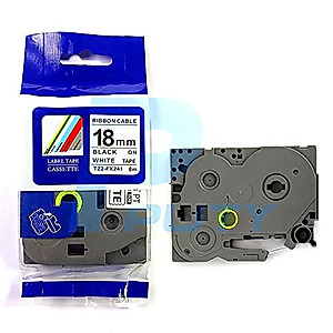 IDIK 1PK Black on White Flexible ID Cable and Wire Label Tape Compatible for Brother P-Touch TZe-FX241 TZ FX241 Tze FX241(18mm x 8m)