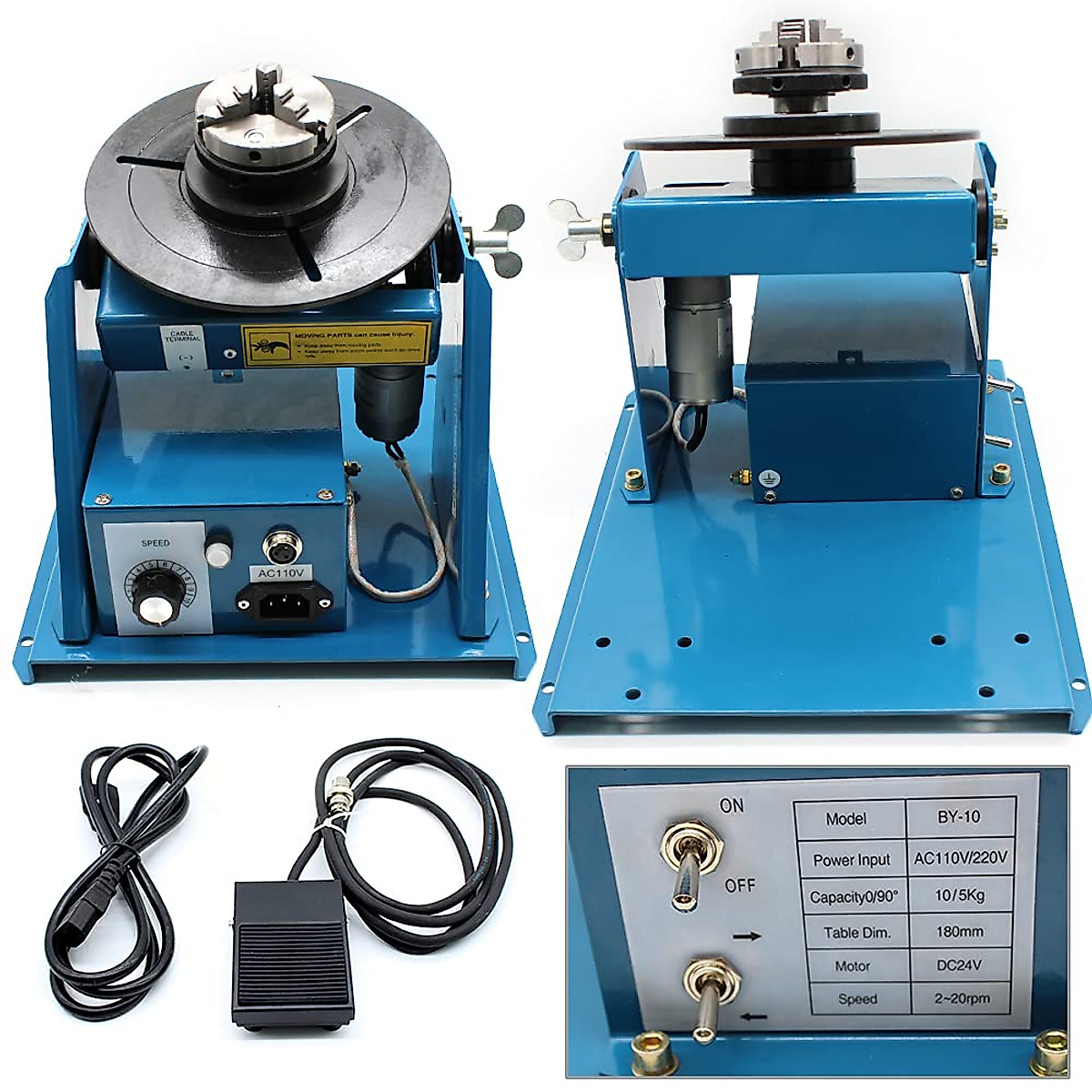 Rotary Welding Positioner Turntable Table 10KG Mini 0 to 90°Portable Welder Positioner Turntable Machine Equipment, Adjustable Speed, 110V