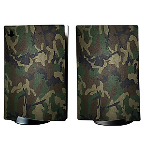 PlayVital Army Green Camouflage Full Set Skin Decal for ps5 Console Digital Edition, Sticker Vinyl Decal Cover for ps5 Controller & Charging Station & Headset & Media Remote