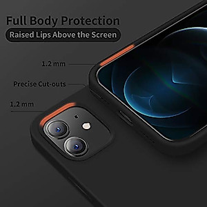 Cordking Designed for iPhone 12 Case, Designed for iPhone 12 Pro Case, Silicone Shockproof Phone Case with [Soft Anti-Scratch Microfiber Lining] 6.1 inch, Black