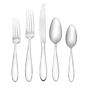 Oneida Landon 45 Piece Everyday Flatware Set, Service for 8, 18/0 Stainless Steel, Silverware Set, Dishwasher Safe