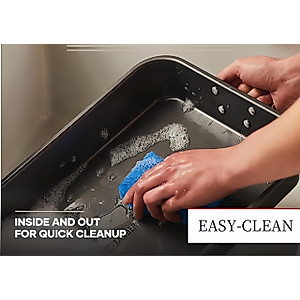 Roasting Pan with Rack and Handles-15" Heavy Duty Carbon Steel Roaster Pan for Oven - Turkey Chicken Meat & Vegetables,Toaster Oven Tray Pans with cooling rack,Baking Sheet with Rack Dishwasher Safe