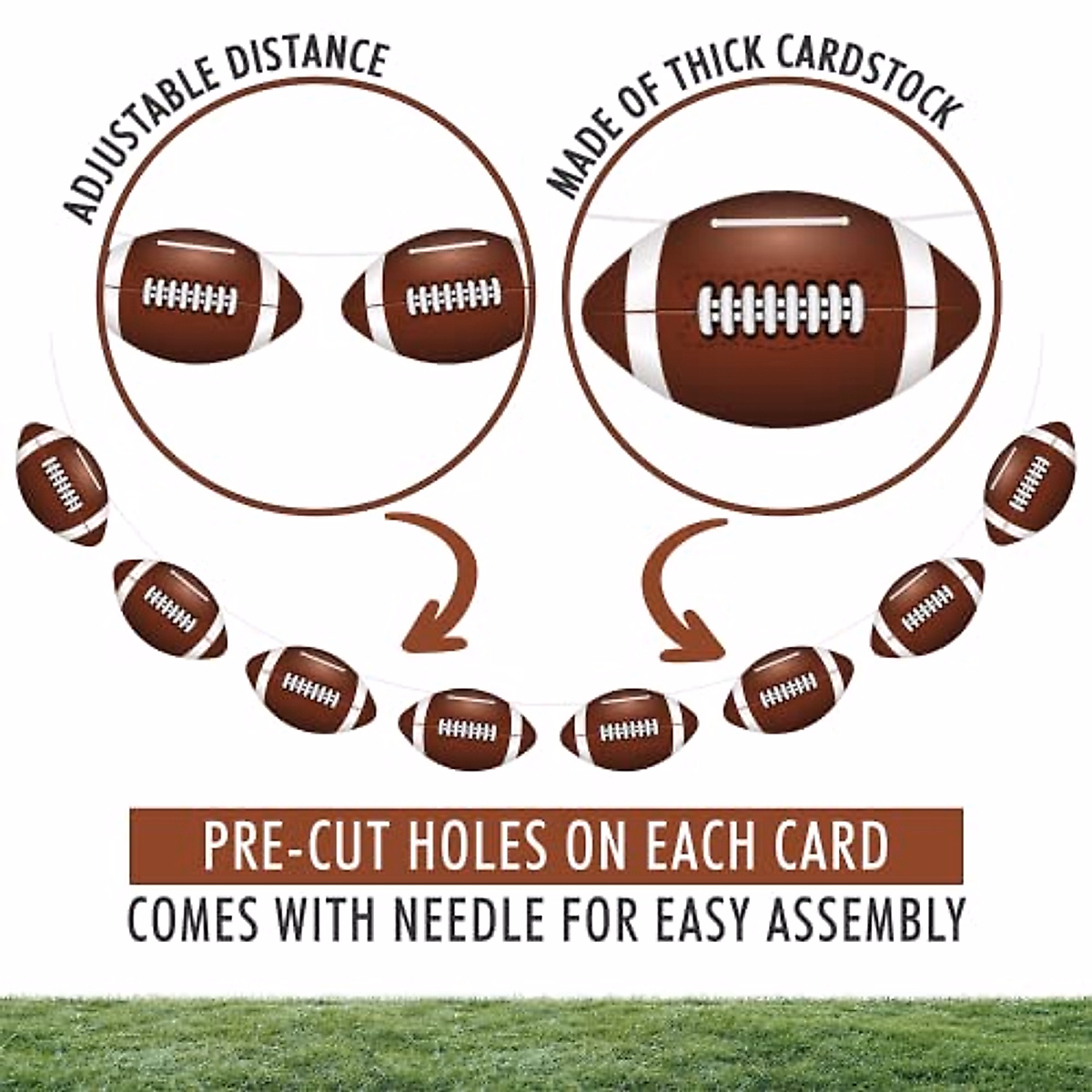 4PC - Football Party Decorations - Football Banner - Football Hanging Decorations Decor for Themed Birthday Party Bowl Game Fans Home Garland Supplies Flag