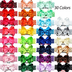 JOYOYO 30pcs Baby Girls Headbands 4.5" Hair Bows Soft Stretchy Crochet Head Wear Headbands for Baby Girls Newborns Infants Toddlers and Kids