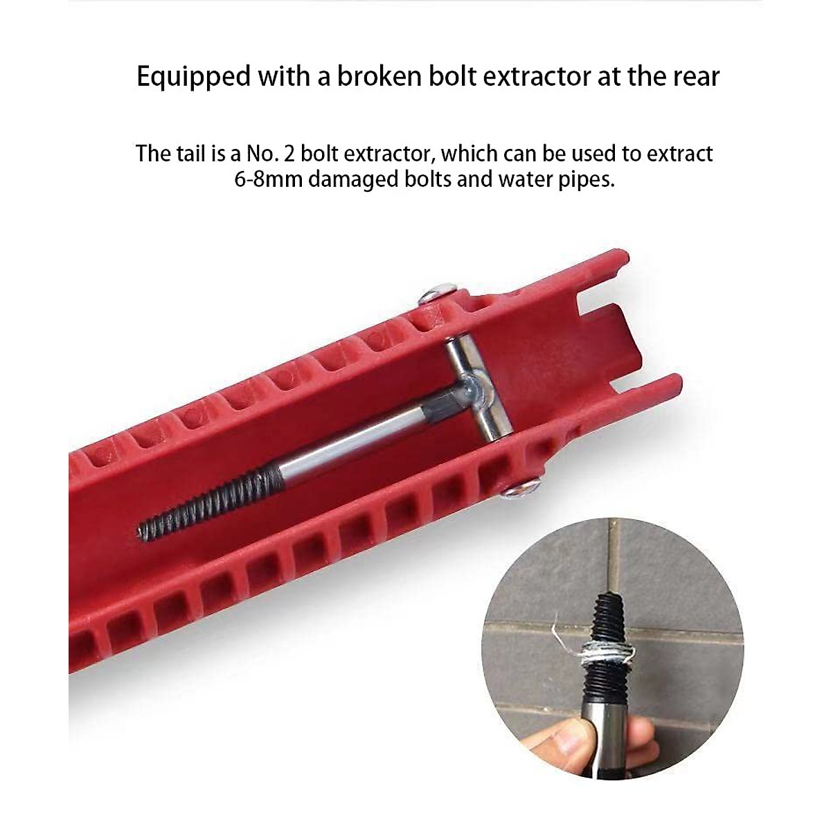 Qiuerte 8 in 1 Multifunctional Sink Bathroom Wrench, Plumbing Installation Tool Household Water Pipe Faucet Washing Basin Corner Valve Sink Repair Removal Tool