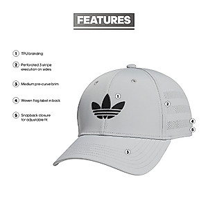 adidas Originals Men's Beacon Structured Precurve Snapback Cap, Stone Grey/Black, One Size