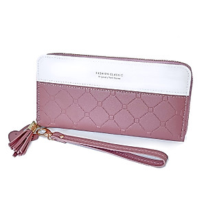 LCLWIN RFID Wallets for Women PU Leather Multi Credit Card Large Capacity Zip Around Clutch Travel Purse, 3.8 women's Day gifts…, Pink